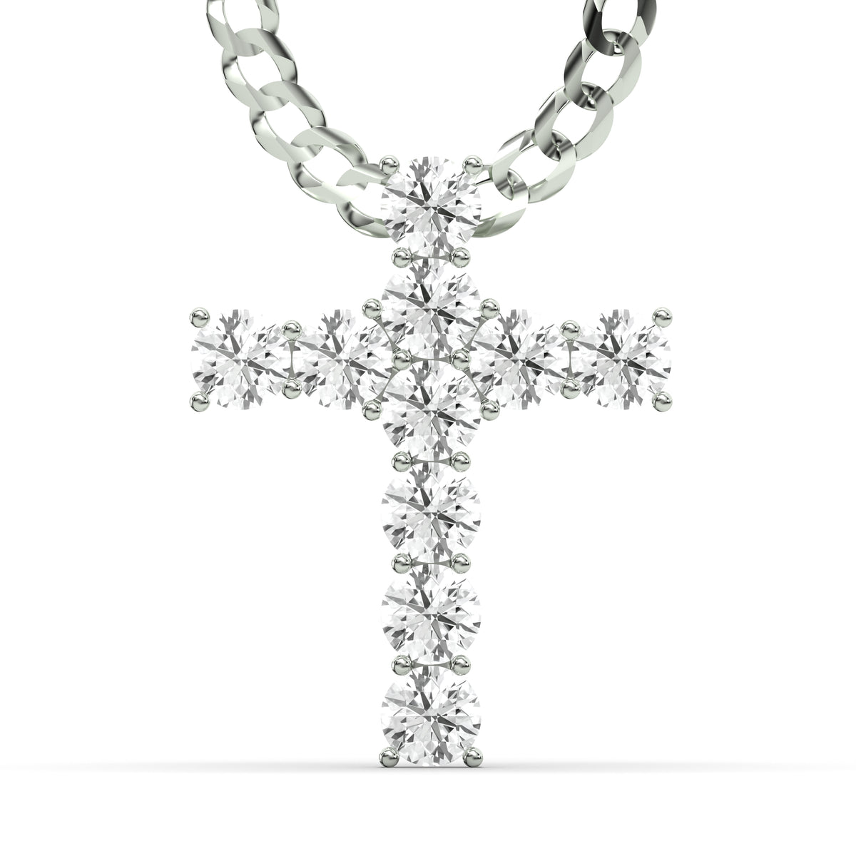 Men's VVS Lab Diamond Customizable White Gold Cross Necklace Pendant