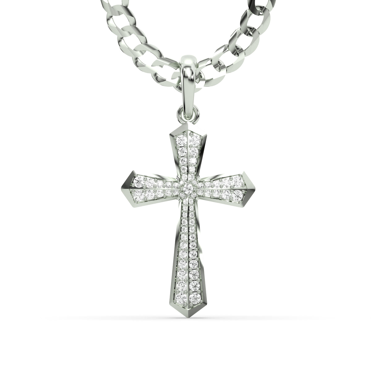Men's VVS Lab Diamond Customizable White Gold Cross Necklace Pendant