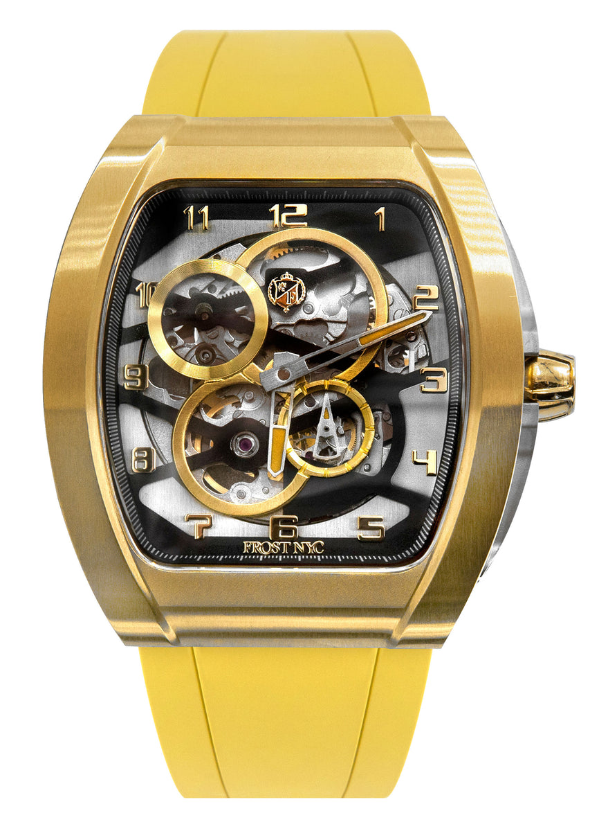 Frost NYC Mens Watch - Automatic Skeleton Sport Gold Watch | FRST-01-C