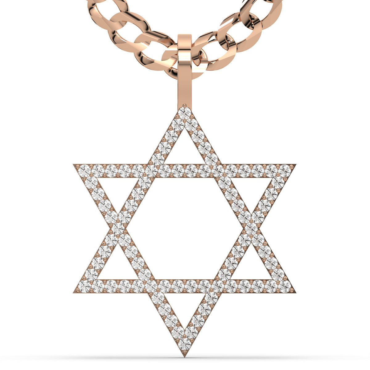 Men's VVS Lab Diamond Customizable Rose Gold Star of David Necklace Pe