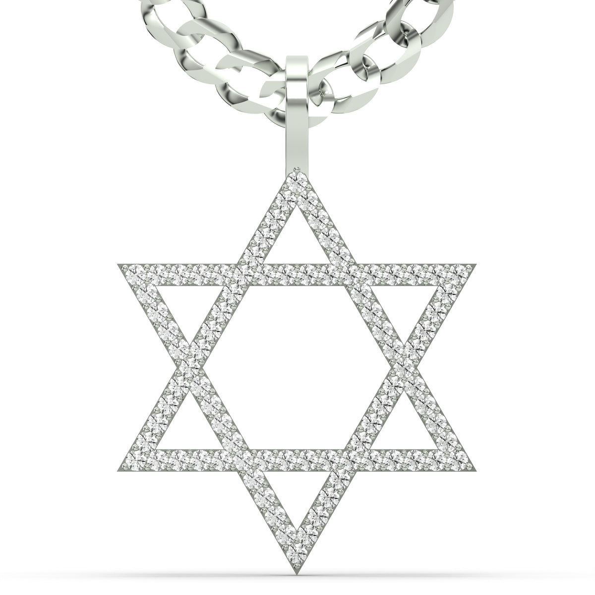 Men's VVS Lab Diamond Customizable White Gold Star of David Necklace P