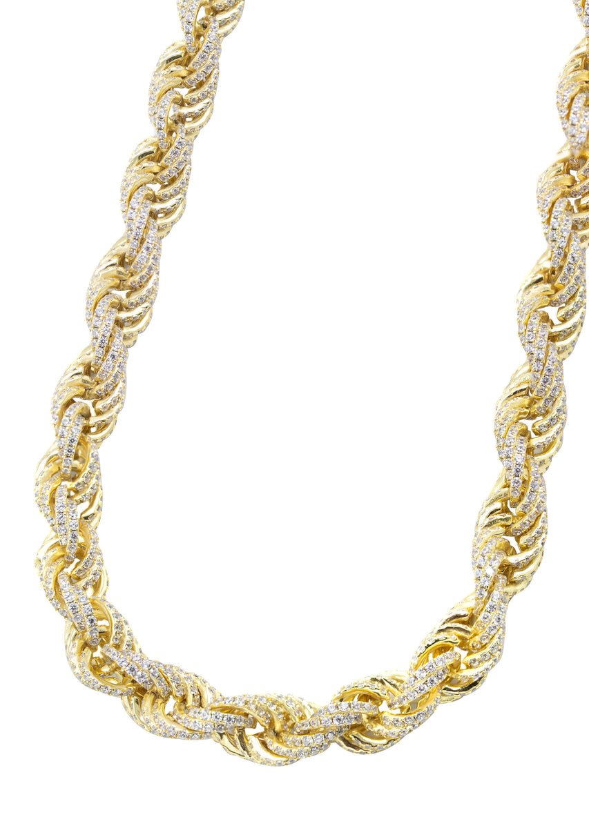 Silver Chain - Gold Iced Out Rope Chain