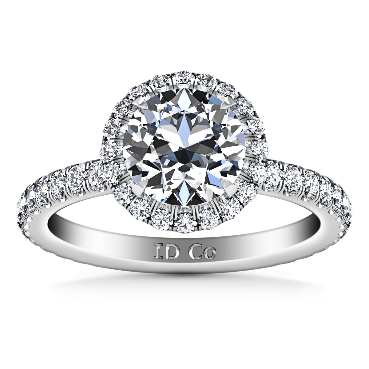 Round Diamond Halo Engagement Ring Clayton 14K White Gold