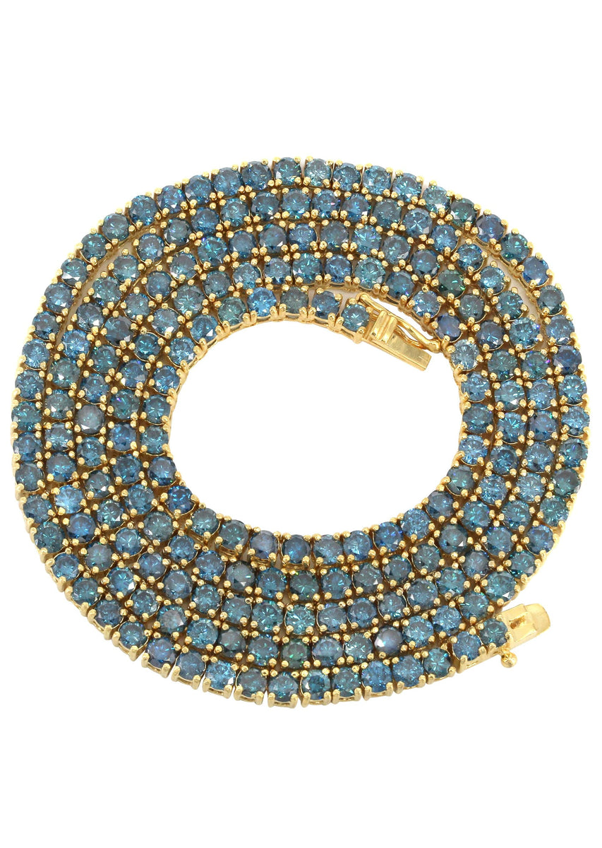 Men's Diamond Tennis Chain - Blue