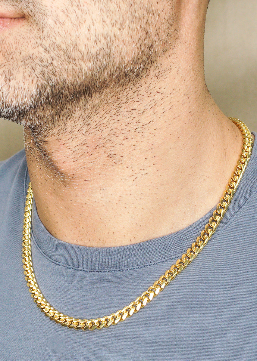 Silver Chain - Mens Gold Chain / Miami Cuban Link Chain / 7 MM
