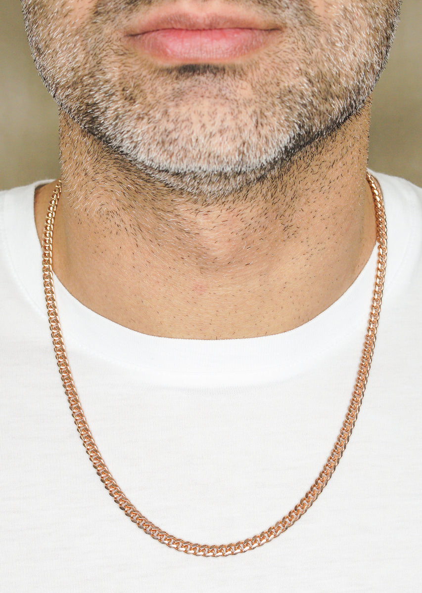 Silver Chain - Mens Rose Gold Chain / Miami Cuban Link Chain / 5 MM