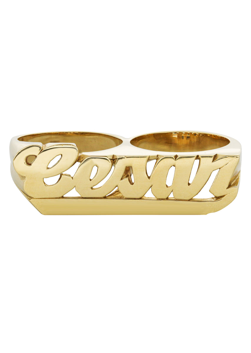 14K Gold Two Finger Name Ring | Appx. 20.5 Grams – FrostNYC