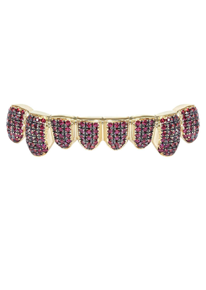Gold 8 Teeth Ruby Grills