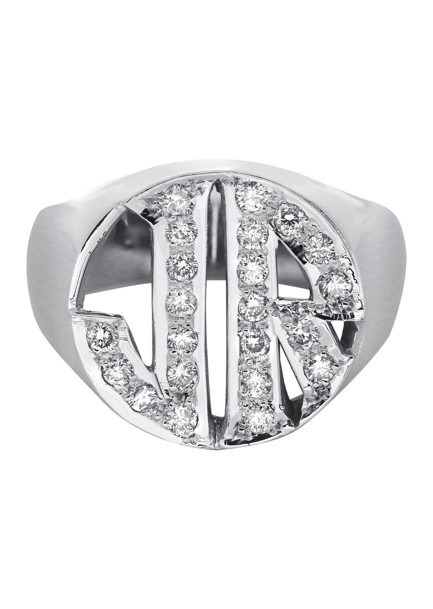 14K White Gold Initials Name Ring | Appx. 9.2 Grams – FrostNYC