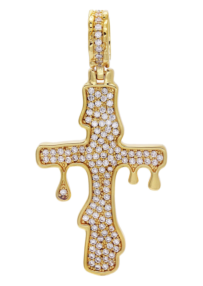 Gold Plated Melting Cross Pendant | 10.9 Grams