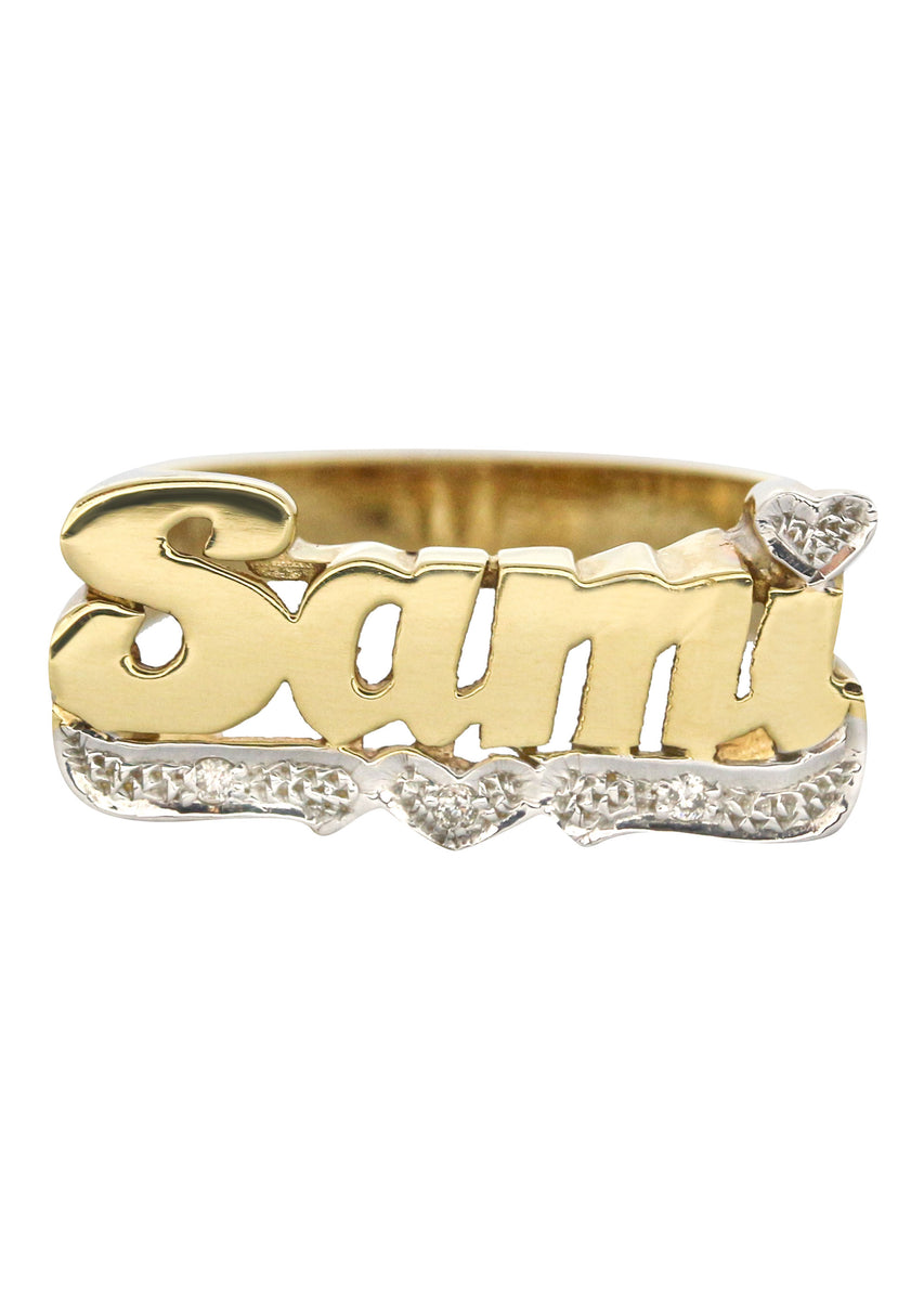 14K Heart Diamond Gold Name Ring | Appx. 4.2 Grams – FrostNYC