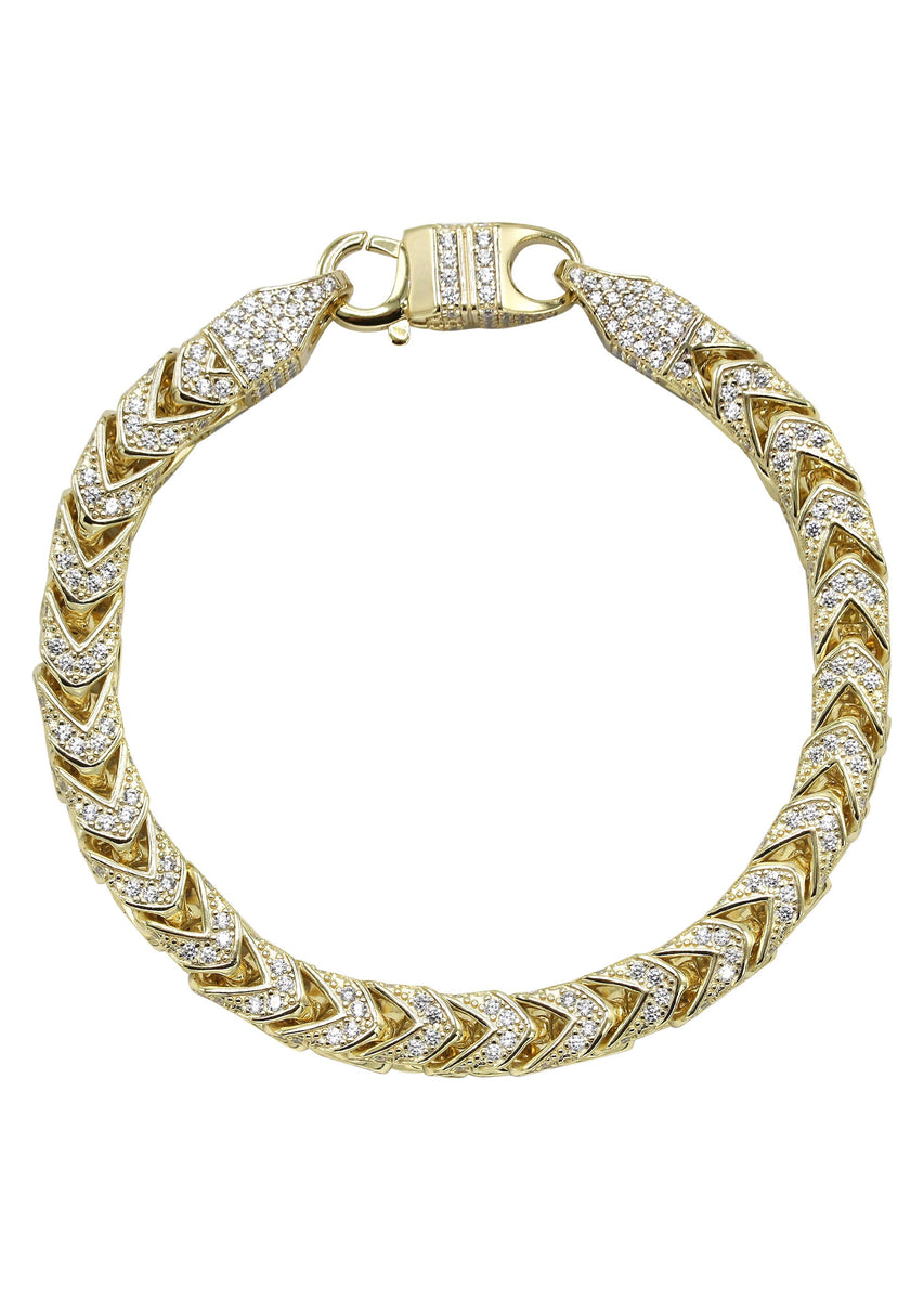 Silver Gold Iced Franco Bracelet