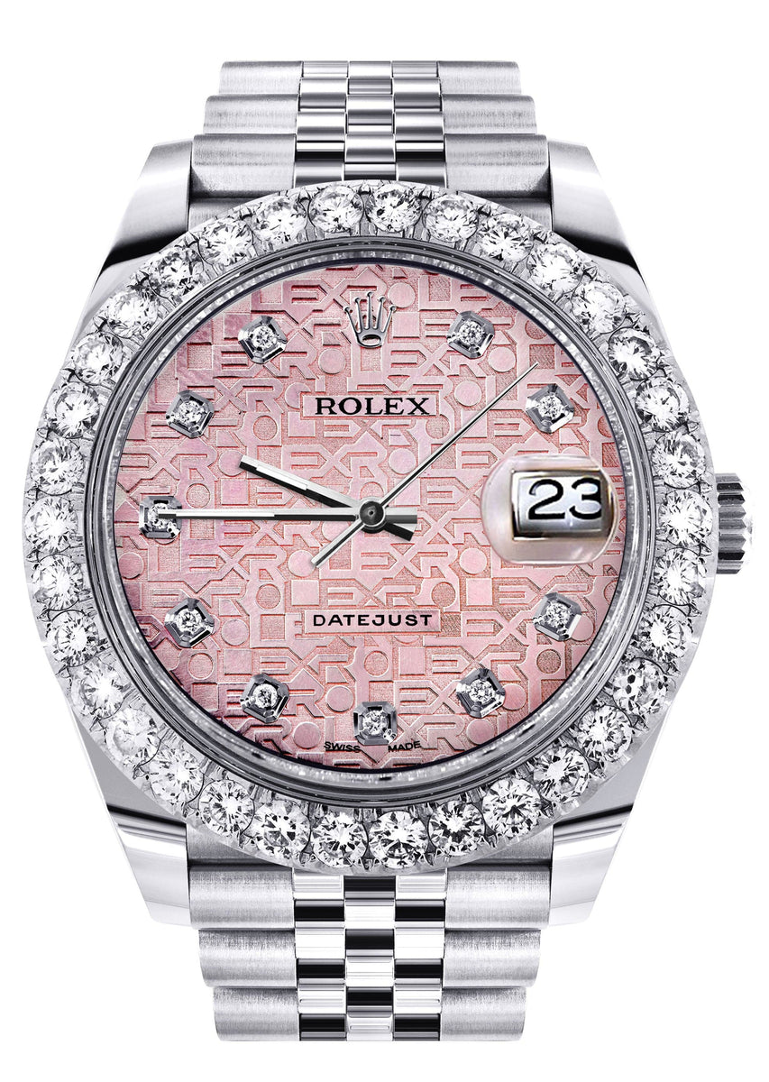 Rolex Datejust II Watch | 41 MM | Custom Pink Texture Diamond Dial | J ...